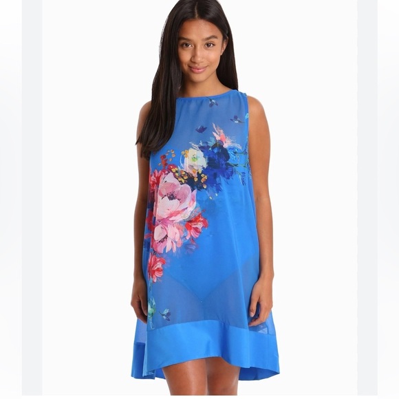 Ted Baker | Dresses | Ted Baker Novya Blue Raspberry Ripple Floral ...
